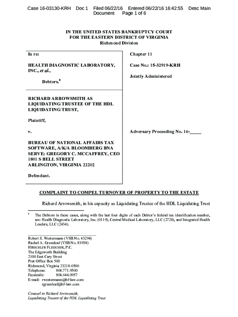 Fillable Online in the united states bankruptcy court for the eastern ...