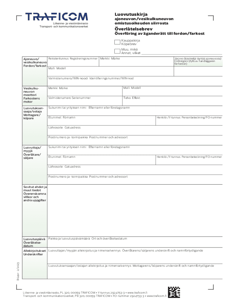 2023-2025 Form FI Traficom B124sr Fill Online, Printable, Fillable ...