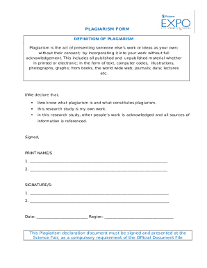 PLAGIARISM Doc Template | pdfFiller