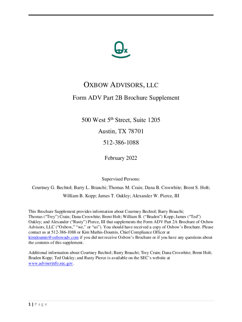 Fillable Online Form ADV Part 2B Brochure Supplement 800 N. Shoreline ...