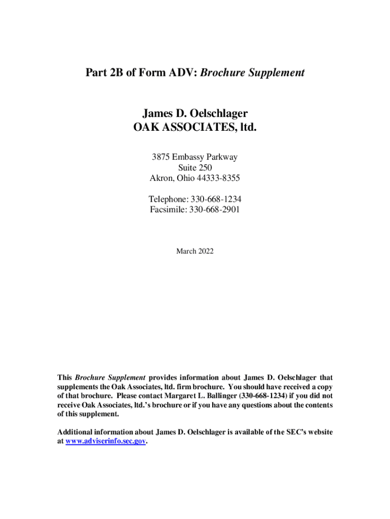 Fillable Online Part 2B of Form ADV: Brochure Supplement James D ...