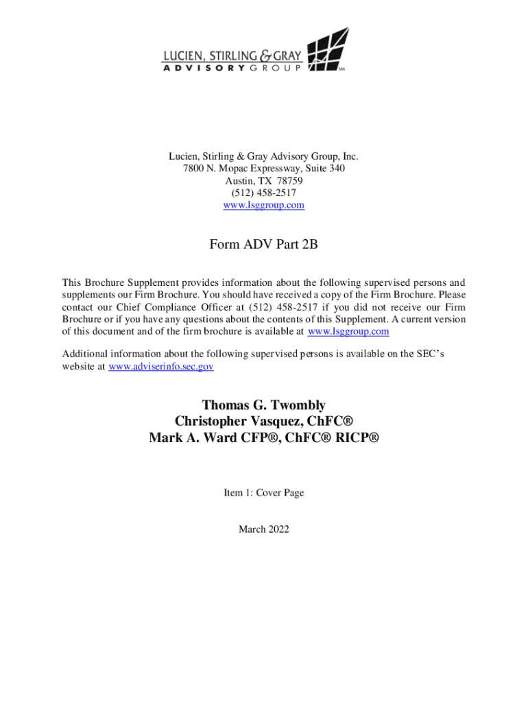 Fillable Online Form ADV Part 2B Thomas G. Twombly Christopher Vasquez ...