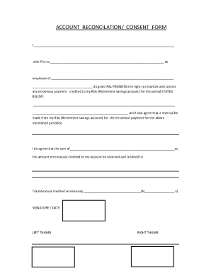 Fillable Online ACCOUNT RECONCILATION/ CONSENT FORM Fax Email Print ...