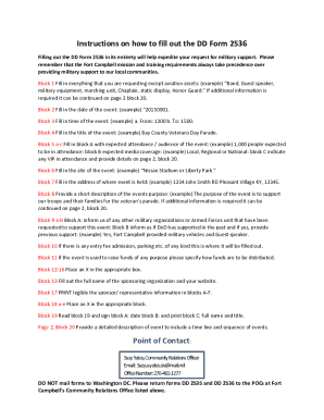 Fillable Online Instructions on how to fill out the DD Form 2536 Point ...