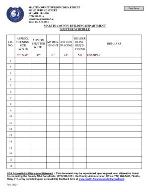Fillable Online Shutter Schedule Form Fax Email Print - pdfFiller