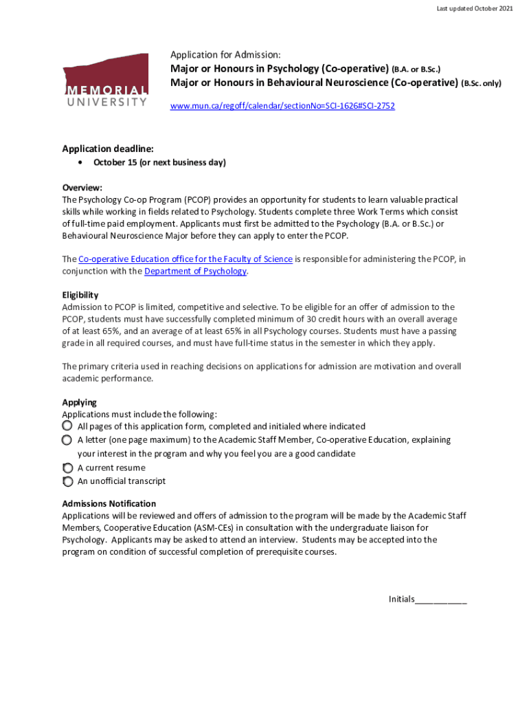 Fillable Online PSYCH Co-op Application Form.docx Fax Email Print ...