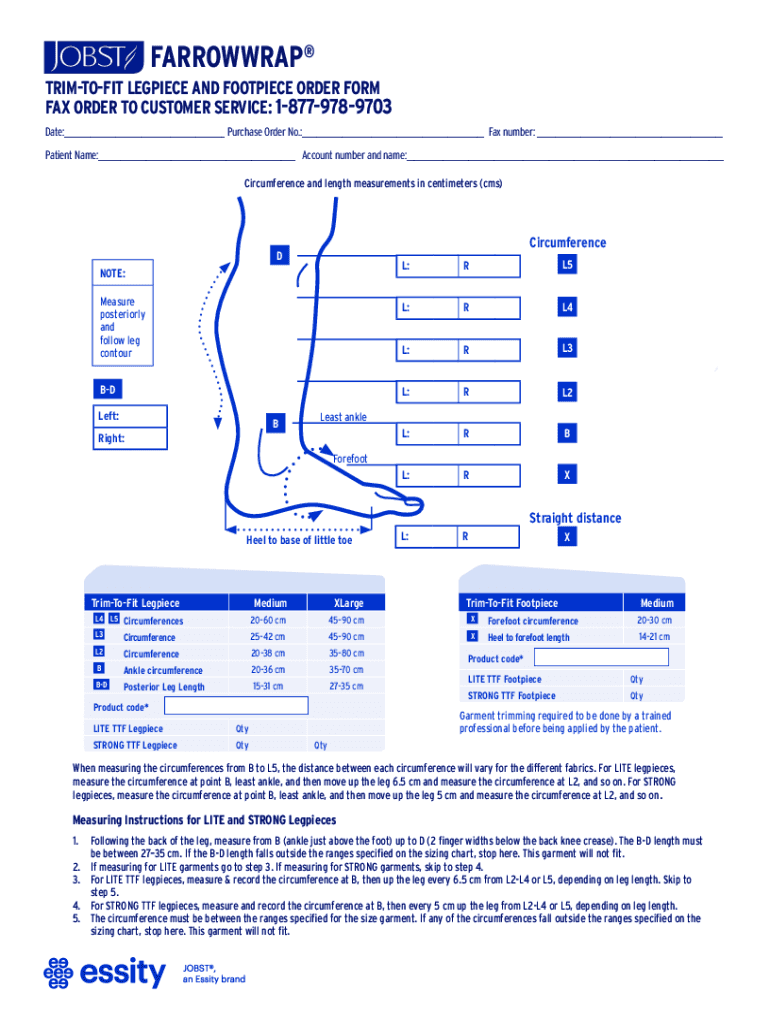 Fillable Online FarrowWrap Trim-To-Fit Knee High Order Form Fax Email Print - pdfFiller