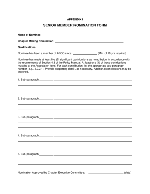 Fillable Online SENIOR MEMBER NOMINATION FORM Fax Email Print - pdfFiller