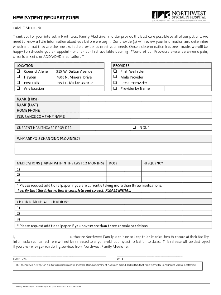 Fillable Online NEW PATIENT REQUEST FORM Fax Email Print PdfFiller Fillable Online NEW PATIENT REQUEST FORM Fax Email Print PdfFiller