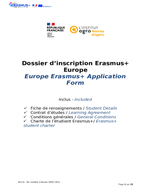 Dossier d'inscription Erasmus+ Doc Template | pdfFiller