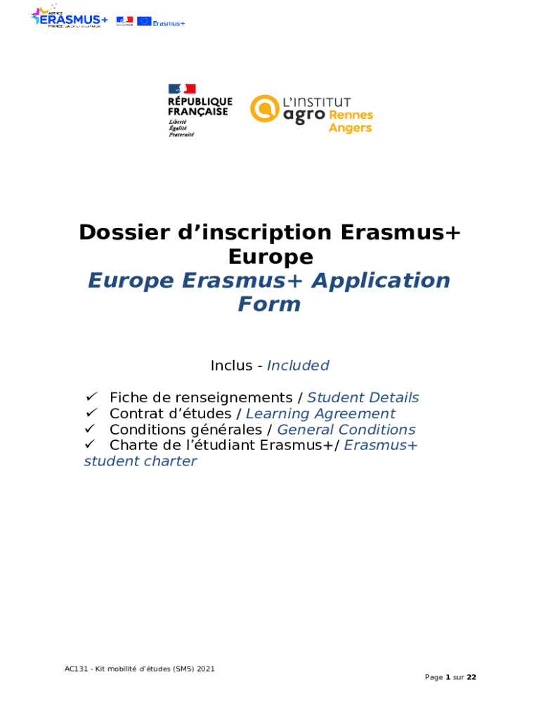 Dossier d'inscription Erasmus+ Doc Template | pdfFiller