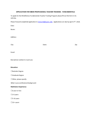 Fillable Online Mindfulness-Based Stress Reduction Teaching Certificate Fax Email Print - pdfFiller