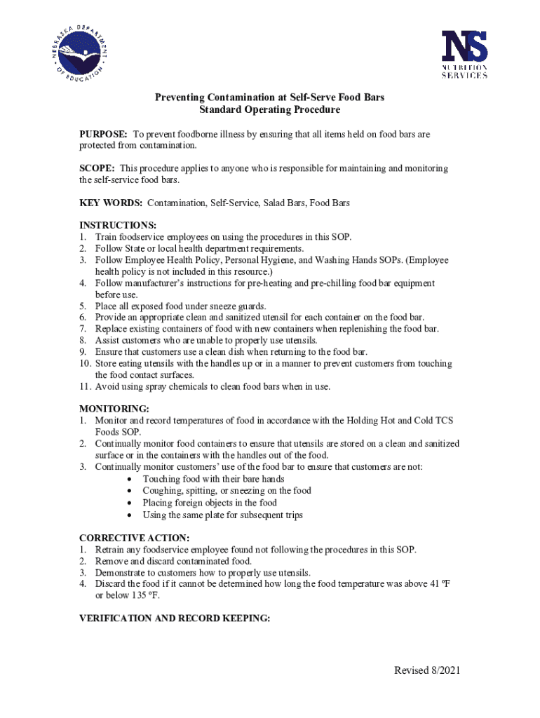Fillable Online Food Safety and HACCP SOP: Preventing Contamination at ...