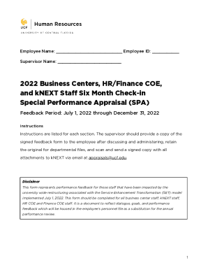 Fillable Online hr ucf BCs, HR/Finance COE, and kNEXT Staff Six Month ...