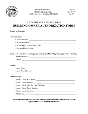 Fillable Online BUILDING OWNER AUTHORIZATION FORM Fax Email Print ...