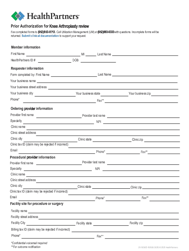 Fillable Online Arthroplasty Authorization Form Fax Email Print - pdfFiller