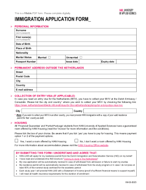 Fillable Online IMMIGRATION APPLICATION FORM Fax Email Print - pdfFiller