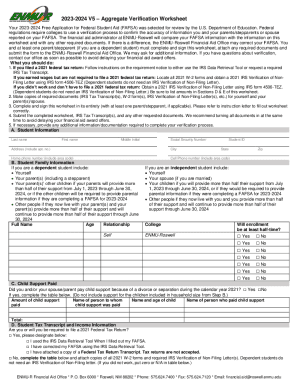 Fillable Online 2023-2024 V5Aggregate Verification Worksheet Fax Email Print - pdfFiller
