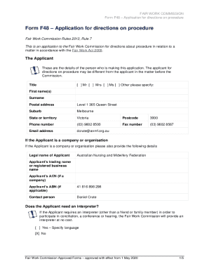 Fillable Online Form F48Application for directions on procedure Fax ...