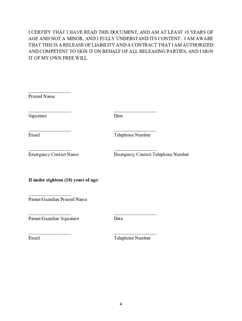 Fillable Online Acknowledgement, Waiver and Release Form School Cup ...