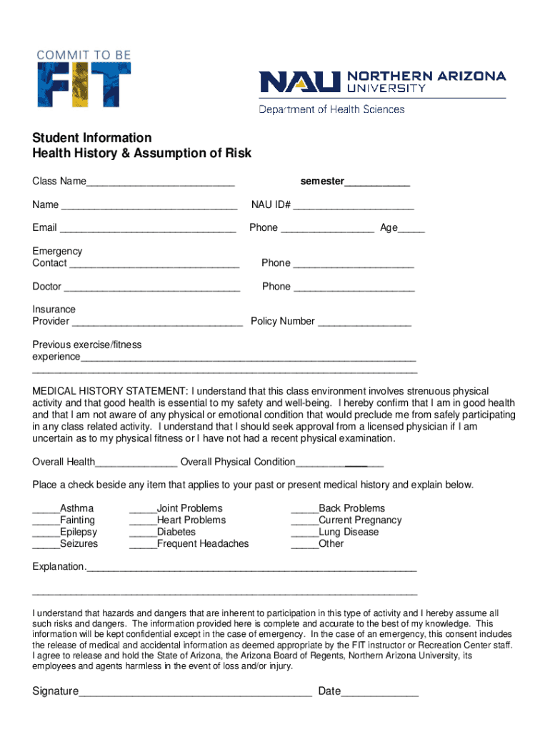 Fillable Online Student Health History FormColumbia Health Fax Email ...