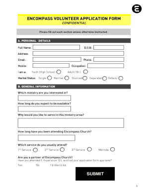 Fillable Online ENCOMPASS VOLUNTEER APPLICATION FORM Fax Email Print ...