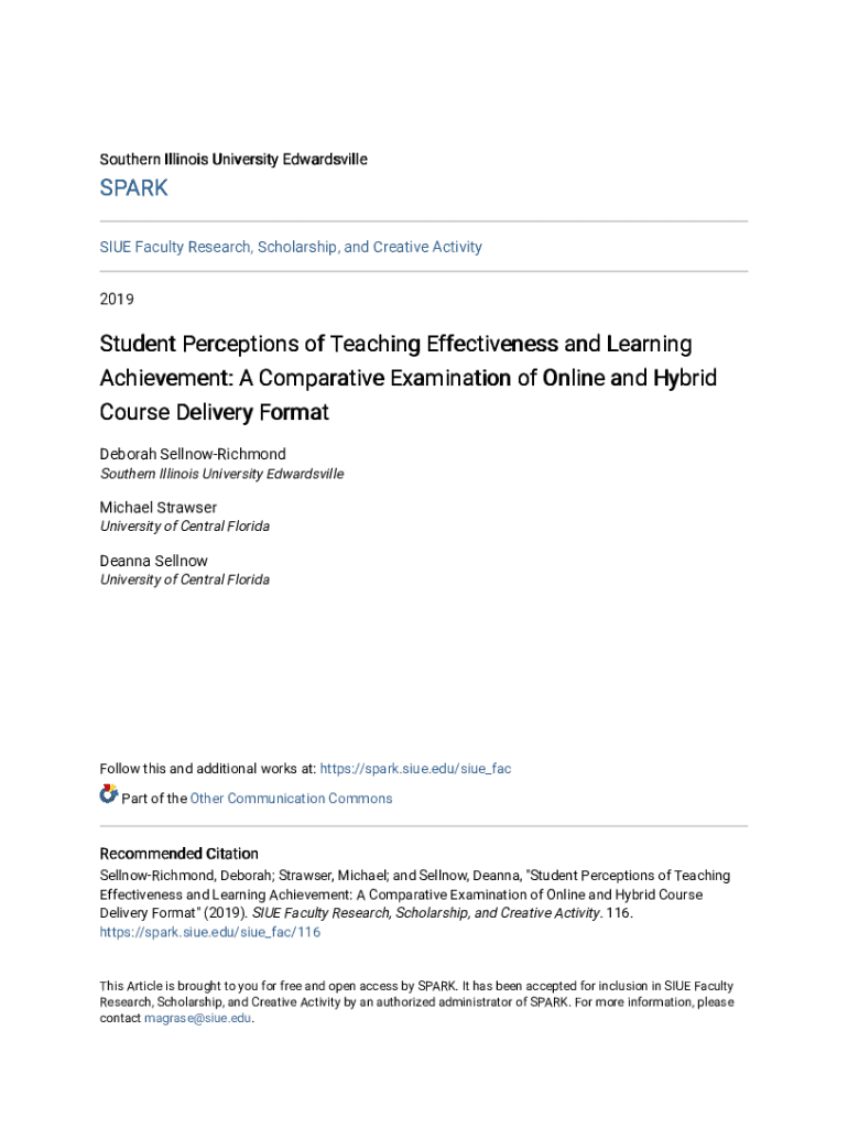Fillable Online Student Perceptions of Teaching Effectiveness and Learning Achievement Fax Email ...