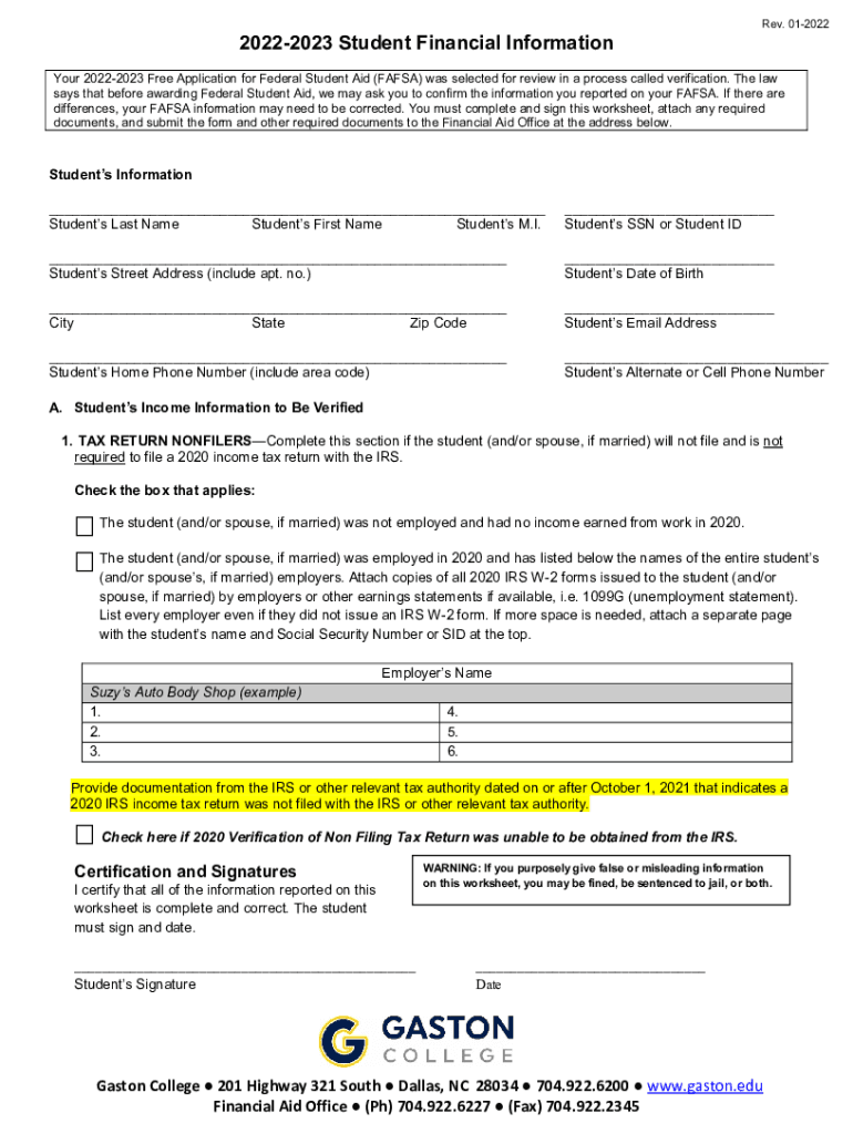 Fillable Online Students Income Information to Be Verified Fax Email ...