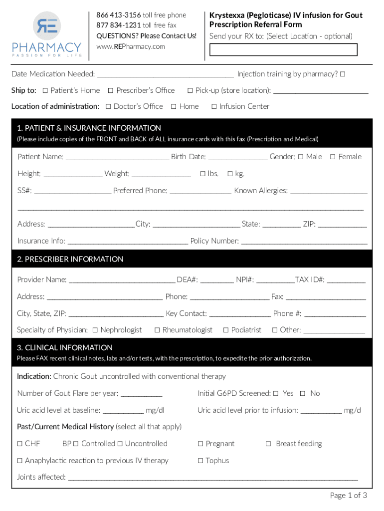 Fillable Online Fillable Online (Pegloticase) IV infusion for Gout Fax Email Print Fax Email ...