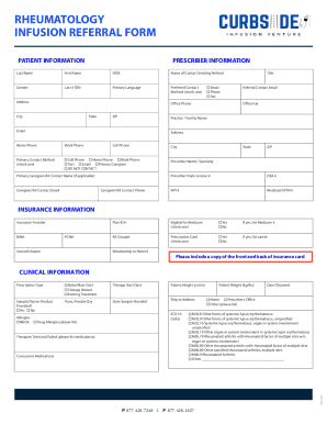 Fillable Online RHEUMATOLOGY INFUSION REFERRAL FORM (PAGE 1 ... Fax ...