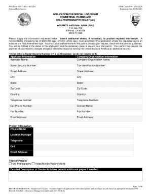 Fillable Online Application for Special Use Permit Commercial Filming ...