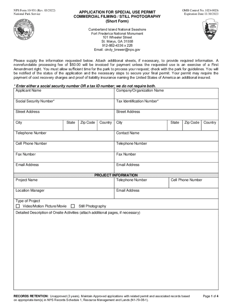 Fillable Online APPLICATION FOR SPECIAL USE PERMIT ... Fax Email Print ...