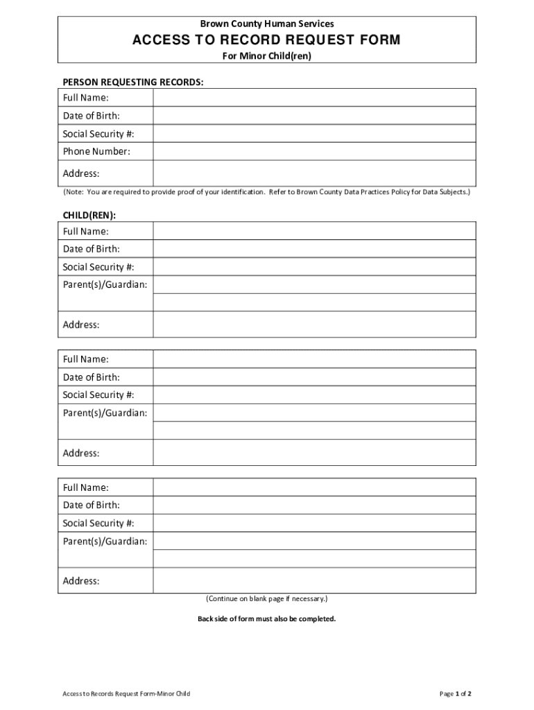 Fillable Online ACCESS TO RECORD REQUEST FORM Fax Email Print - pdfFiller