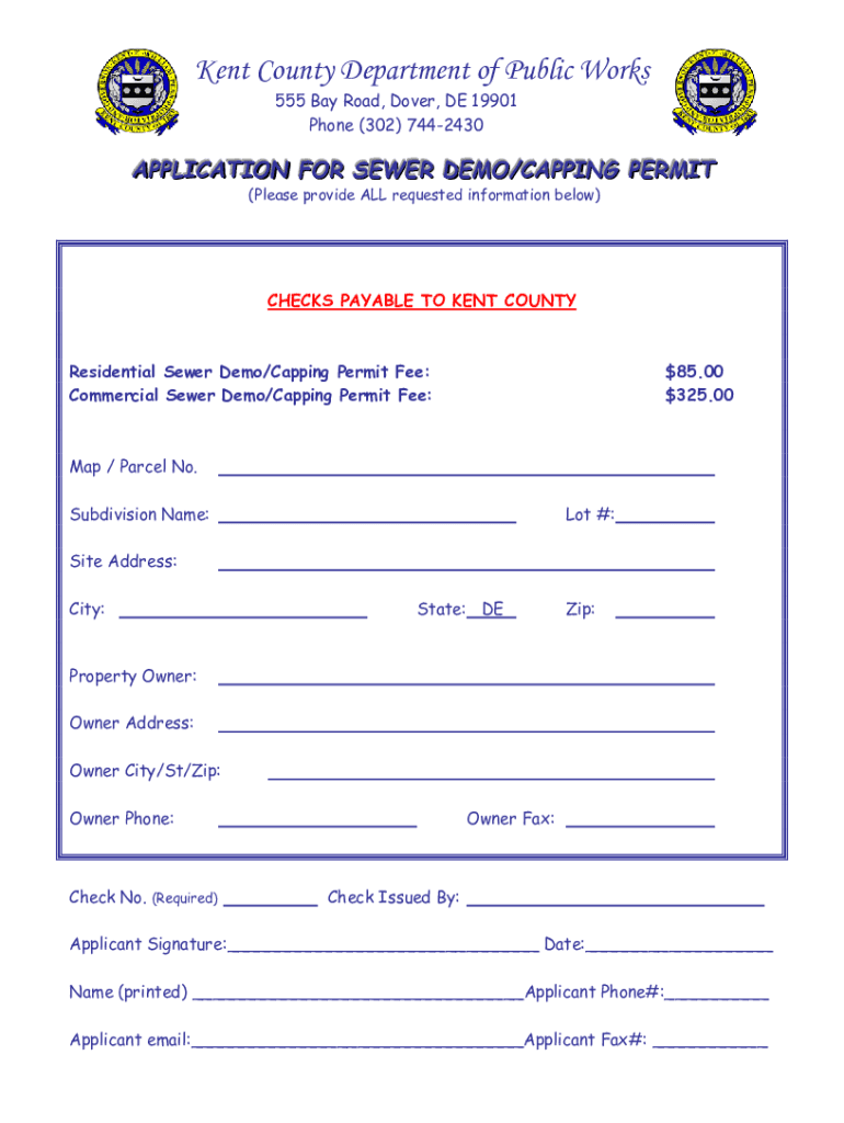 Fillable Online Kent County Public Works Department Fax Email Print ...