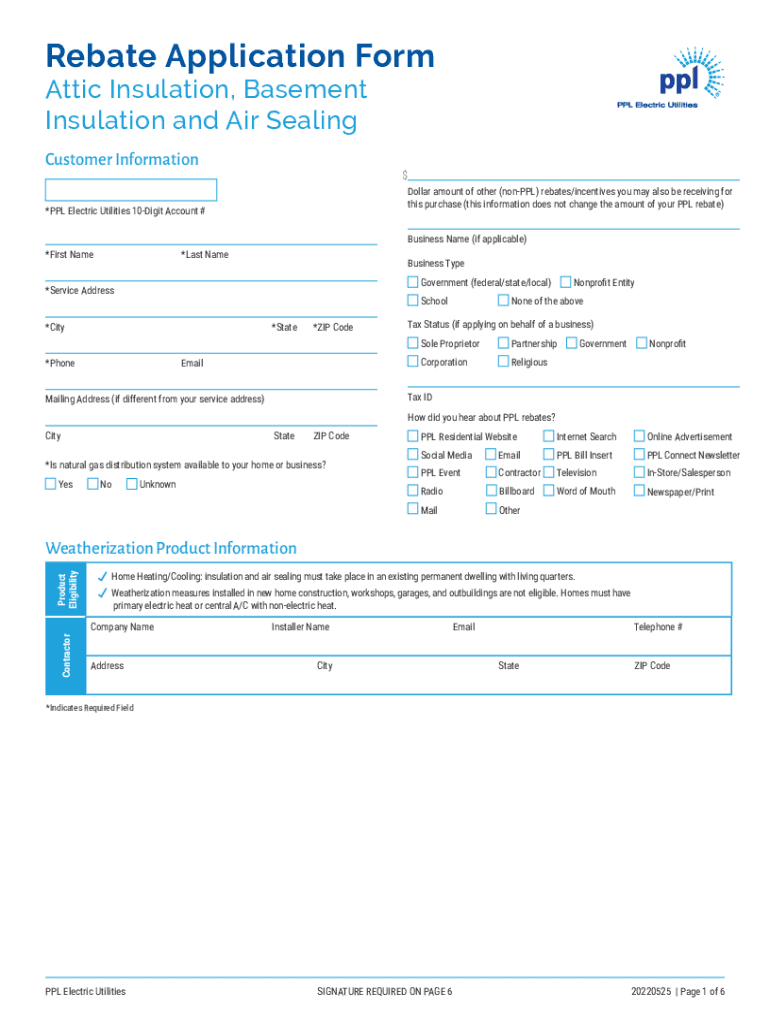 Fillable Online Residential Attic Insulation Rebate Form Fax Email ...