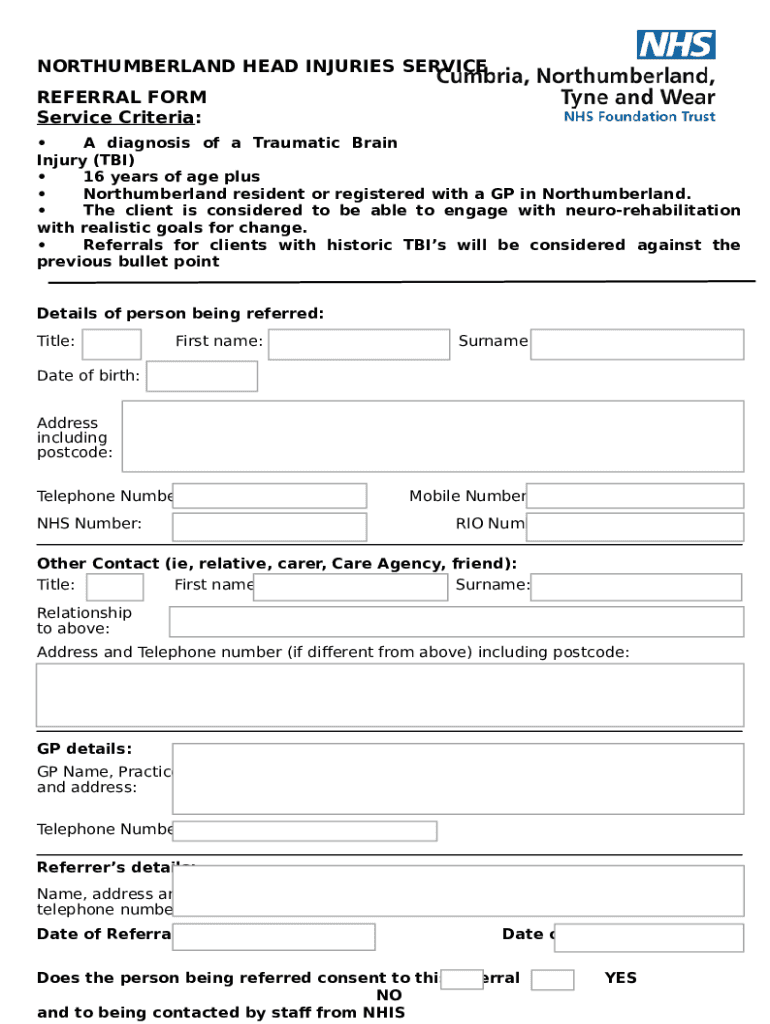 NHIS referral Doc Template | pdfFiller