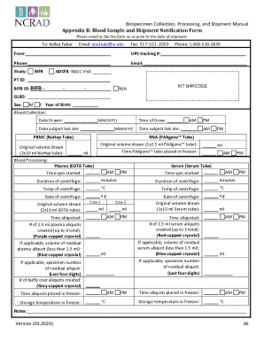 Fillable Online ncrad iu Blood Sample and Shipment Notification Form ...