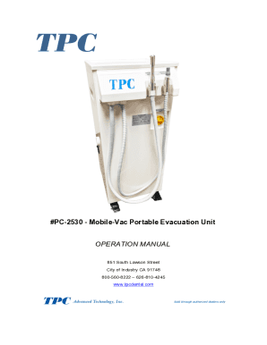 Fillable Online Mobile-Vac Portable Evacuation Unit OPERATION MANUAL ...
