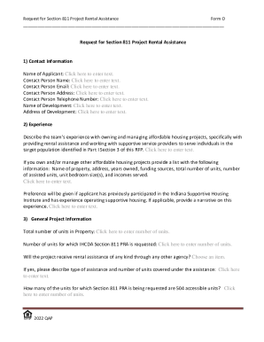 Fillable Online Blank Sample Form O - Request for Section 811 Project ...