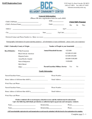 Fillable Online BASP Registration Form - Lincoln Fax Email Print ...