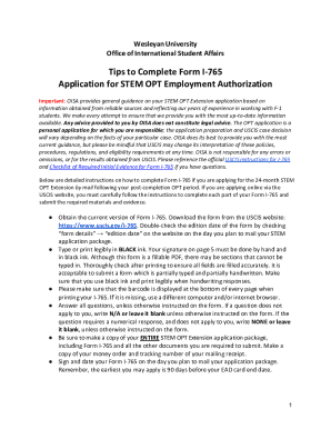 Fillable Online Tips to Complete Form I-765 Application for STEM OPT ...