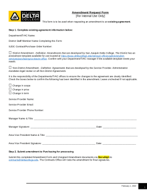 Amendment Request (District Template) Doc Template | pdfFiller