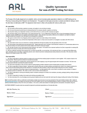 Fillable Online Quality Agreement: Definition & Sample Fax Email Print ...