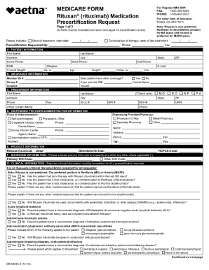 Fillable Online Aetna - MEDICARE FORM - () Medication Precertification ...
