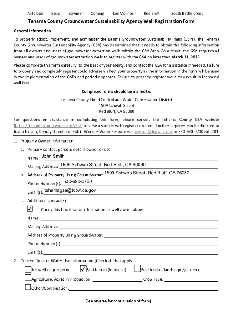 Fillable Online Well Registration Form FinalFillable.pdf Fax Email ...