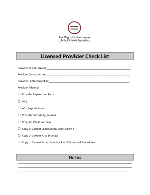 Fillable Online Licensed Provider Check List Fax Email Print - pdfFiller