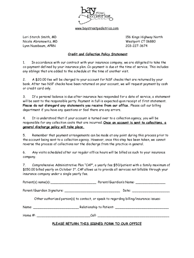 Fillable Online Credit and Collection Policy Statement pdf Fax Email