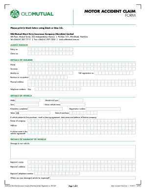 Fillable Online Motor Accident Claim Form - Contentstack Fax Email ...