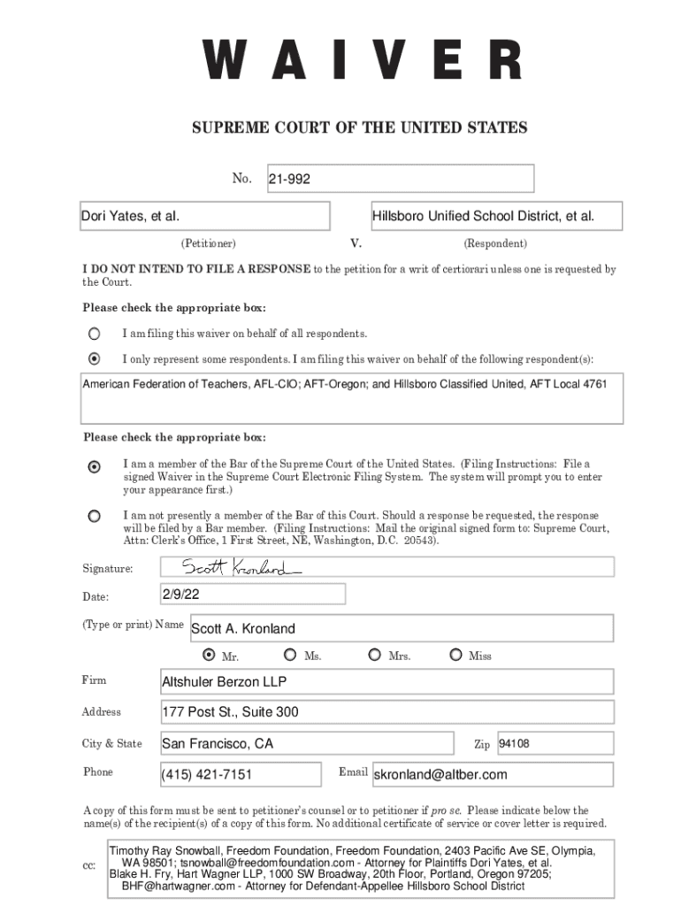 Fillable Online Class Waivers At The High Court: The FAA's Mandate ...
