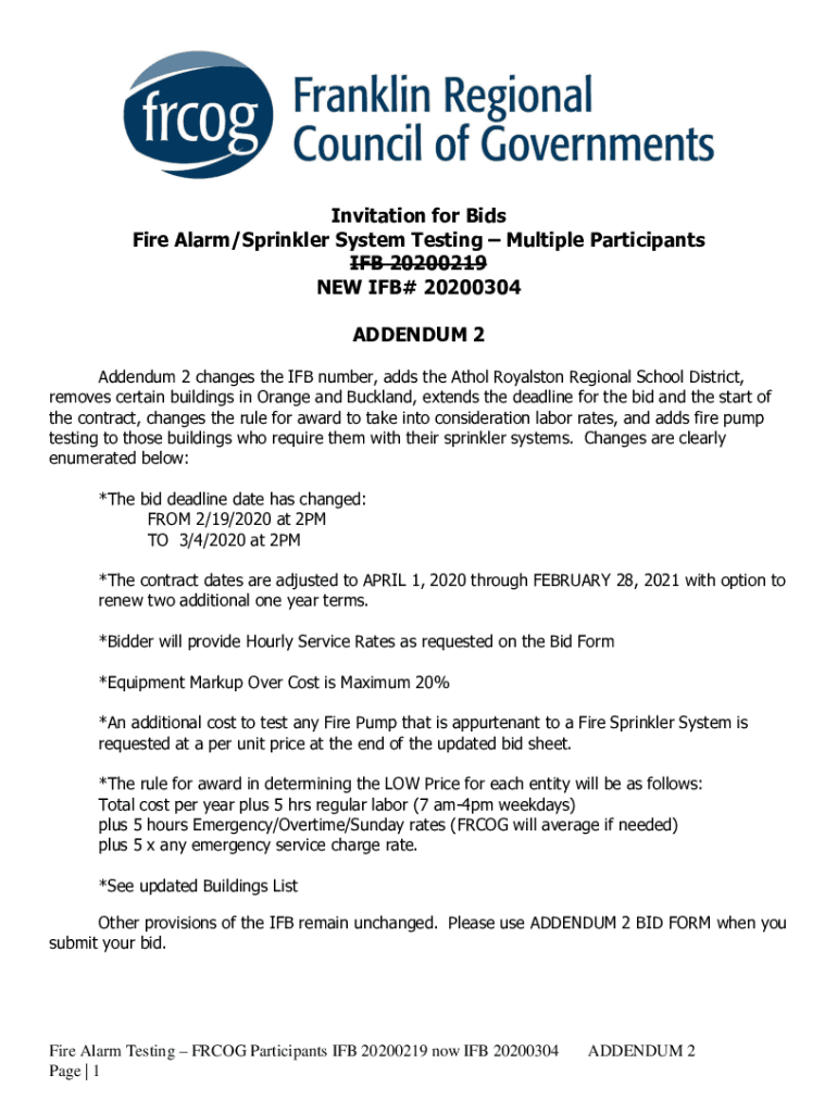 Fillable Online Invitation for Bids IFB #15-043 TESTING, INSPECTION ...